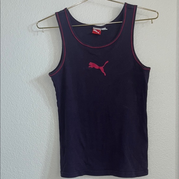Puma | Tops | Puma Deep Plum Tank Top With Pink Logo | Poshmark